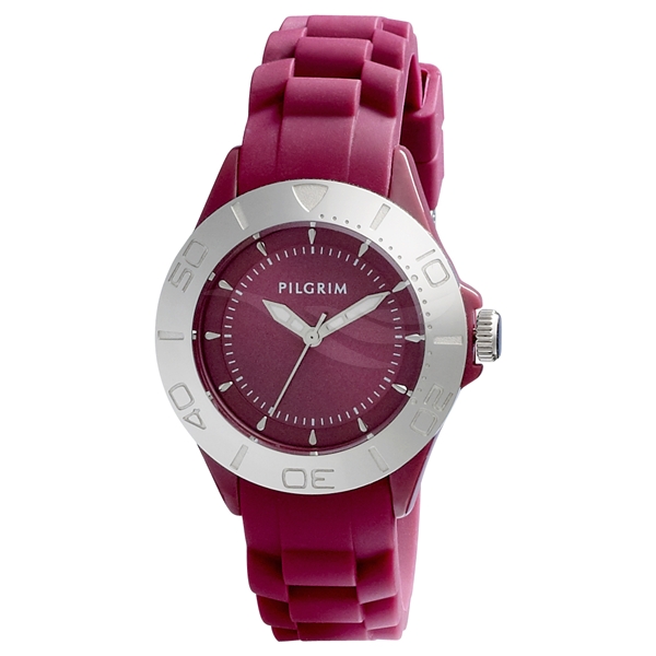 Burgundy Rubber Strap Watch - Pilgrim - Armband | Shopping4net